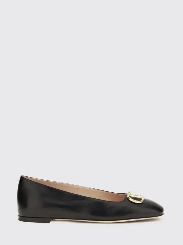 Valentino Garavani Vlogo Signature Calf Leather Ballet Flats - Black