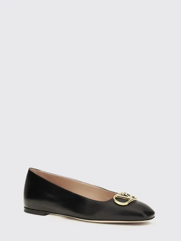Valentino Garavani Vlogo Signature Calf Leather Ballet Flats - Black