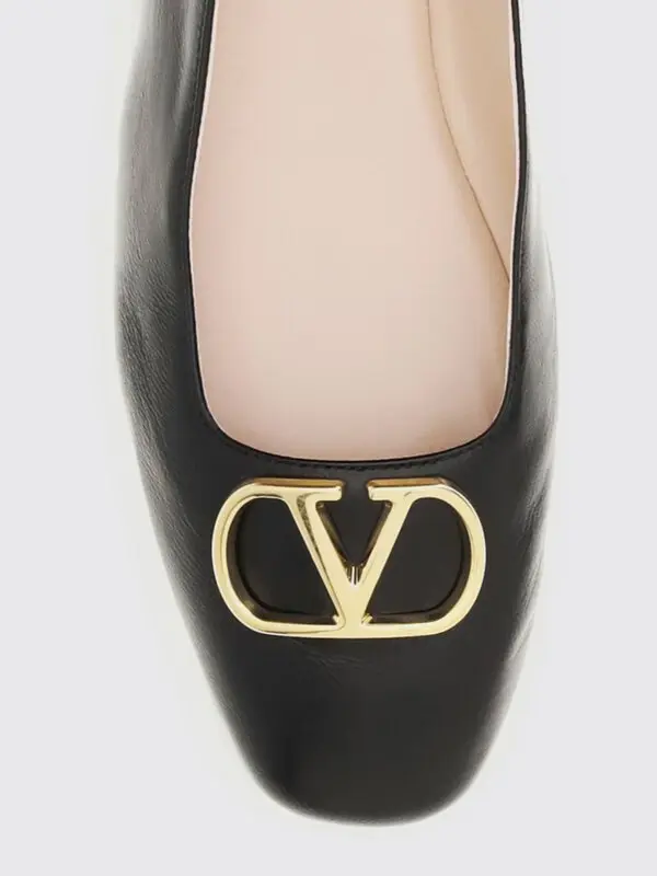 Valentino Garavani Vlogo Signature Calf Leather Ballet Flats - Black