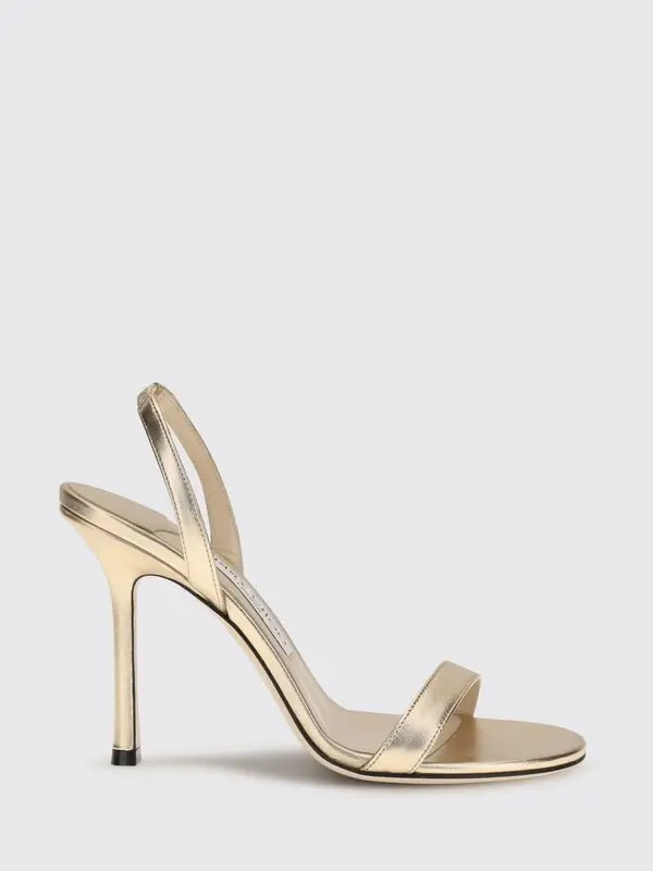 JIMMY CHOO Jenn Laminated Leather High Heel Slingback Sandals - Gold