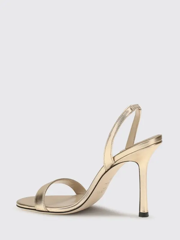 JIMMY CHOO Jenn Laminated Leather High Heel Slingback Sandals - Gold