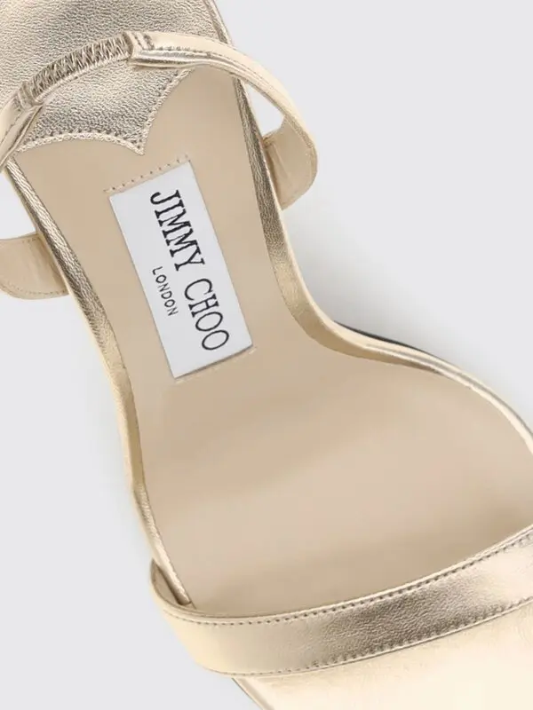 JIMMY CHOO Jenn Laminated Leather High Heel Slingback Sandals - Gold