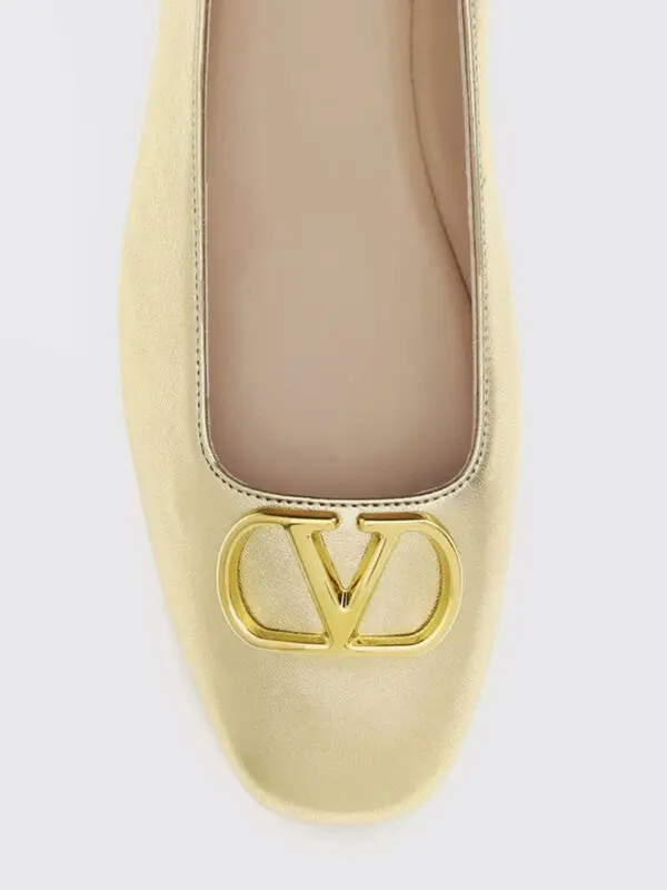 Valentino Garavani Vlogo Signature Laminated Nappa Ballet Flats - Gold