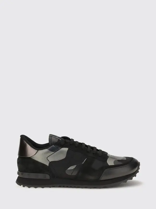 Valentino Garavani Rockrunner Low-top Trainers In Leather And Suede With Camouflage Pattern