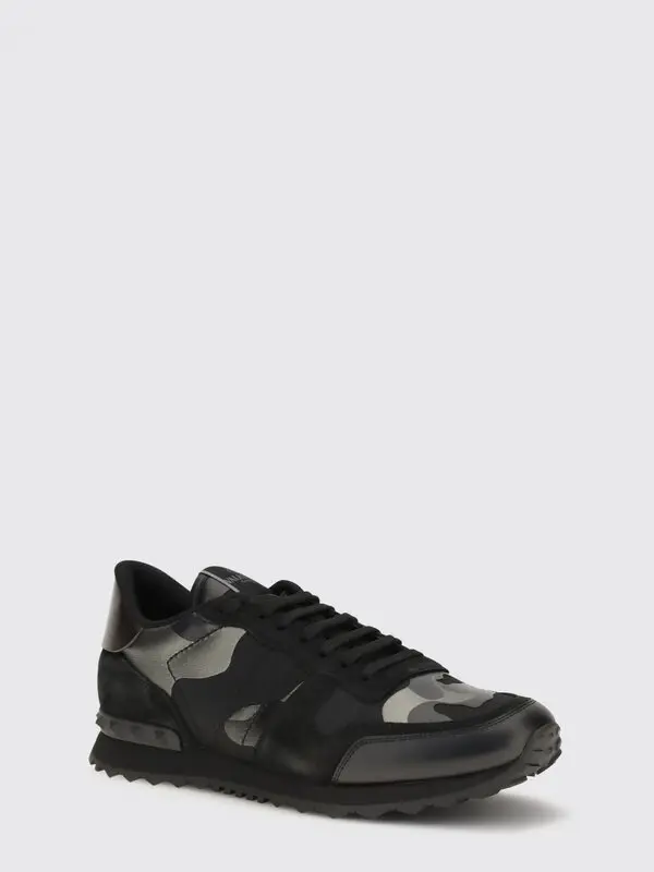 Valentino Garavani Rockrunner Low-top Trainers In Leather And Suede With Camouflage Pattern