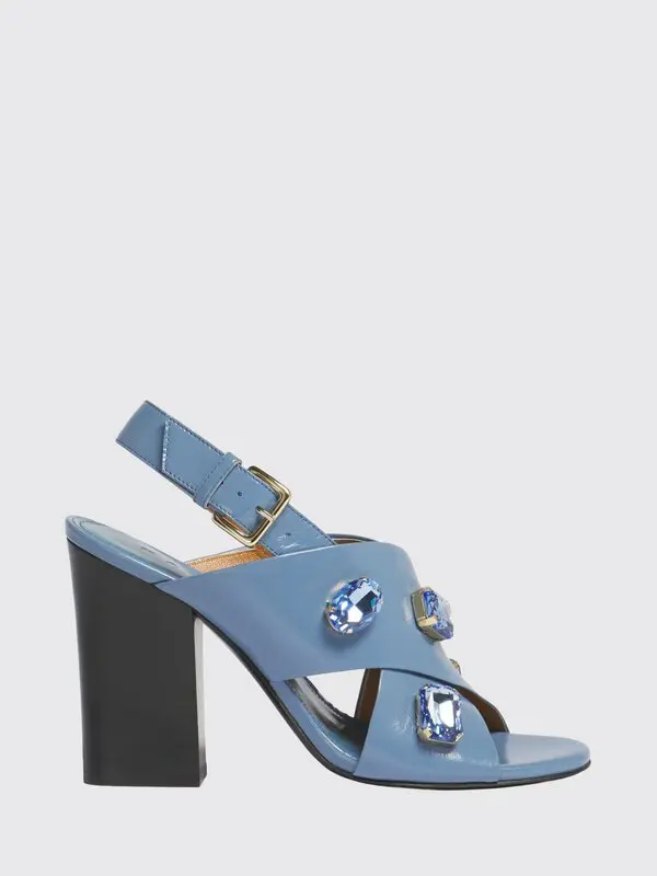 Marni Embellished Block Heel Slingback Sandals - Blue