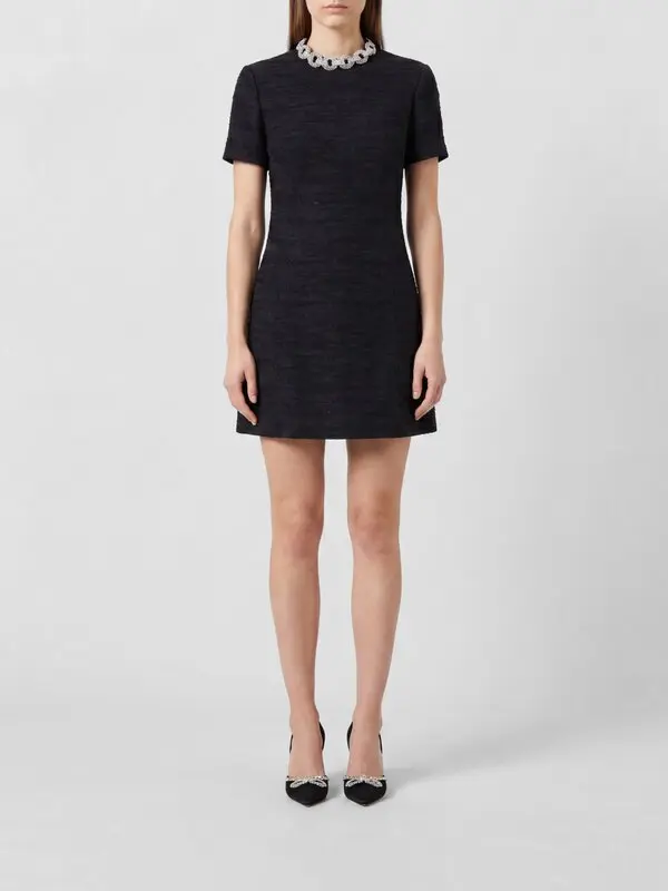 Valentino Garavani A-line Mini Dress With Rhinestone Embellishment - Black