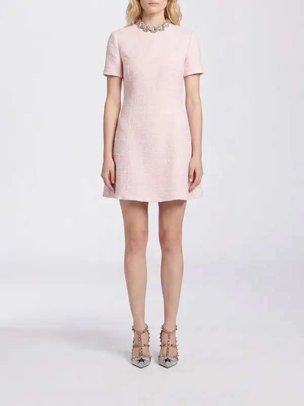 Valentino Garavani A-line Mini Dress With Rhinestone Embellishment - Pink