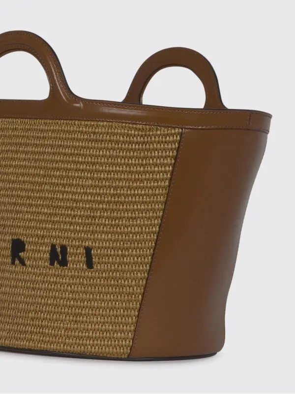 Marni Tropicalia Leather And Raffia Bag - Brown