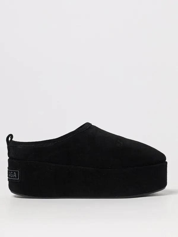 Balenciaga Alaska Suede Shearling Lined Platform Mules - Black