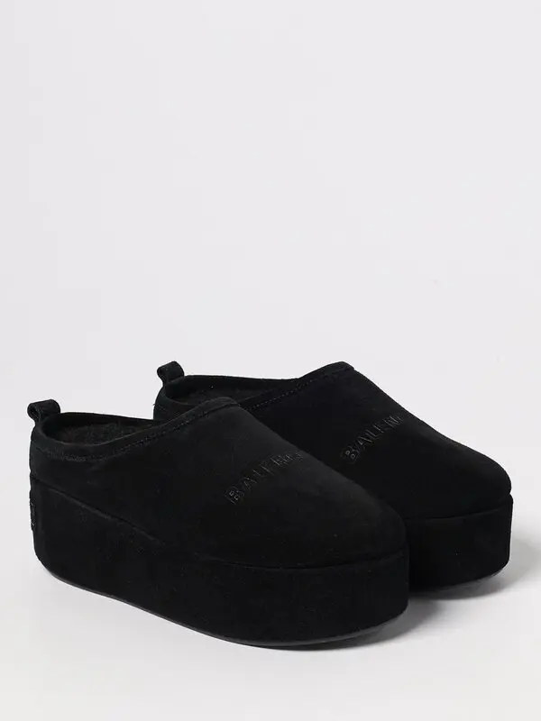 Balenciaga Alaska Suede Shearling Lined Platform Mules - Black