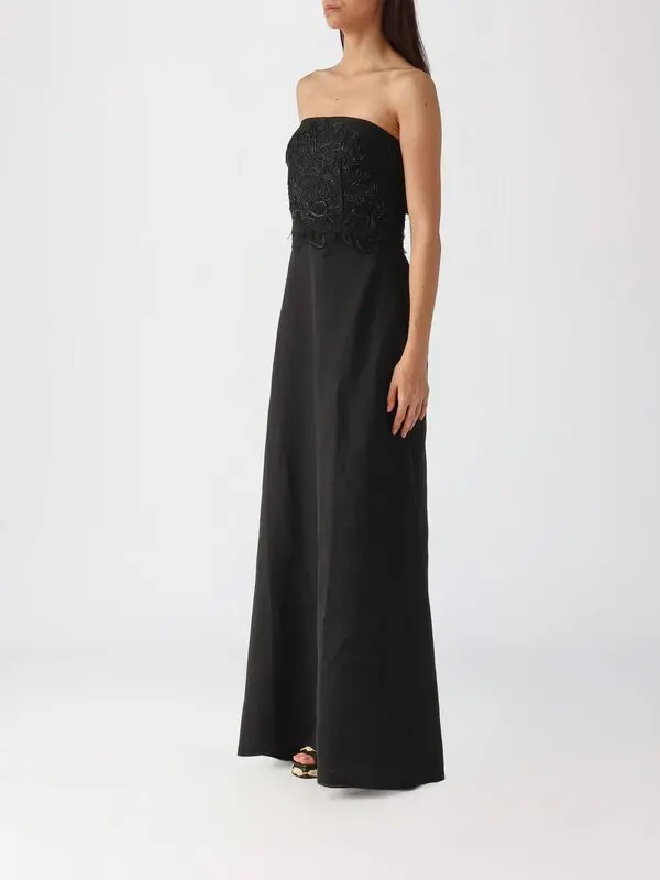 Ermanno Scervino Off-the-shoulder Embroidered Linen Gown - Black