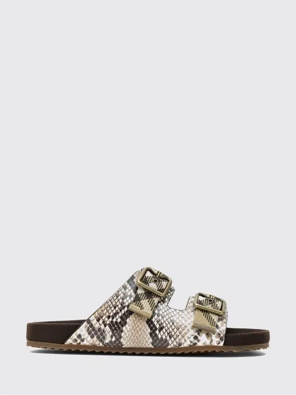 Burberry Urchin Low-heeled Sandals In Python-print Calfskin Leather - Multicolor