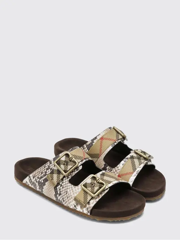Burberry Urchin Low-heeled Sandals In Python-print Calfskin Leather - Multicolor