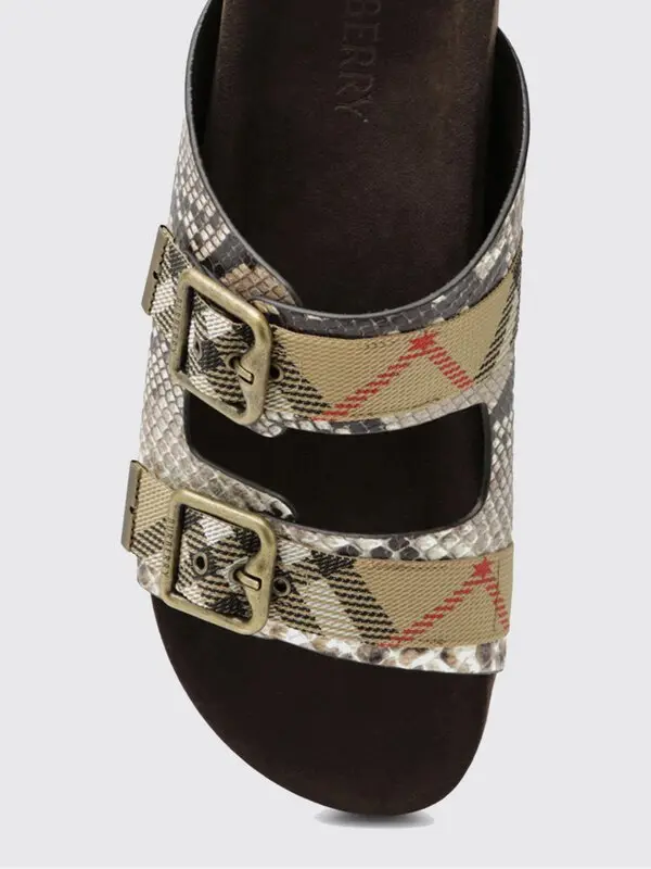Burberry Urchin Low-heeled Sandals In Python-print Calfskin Leather - Multicolor