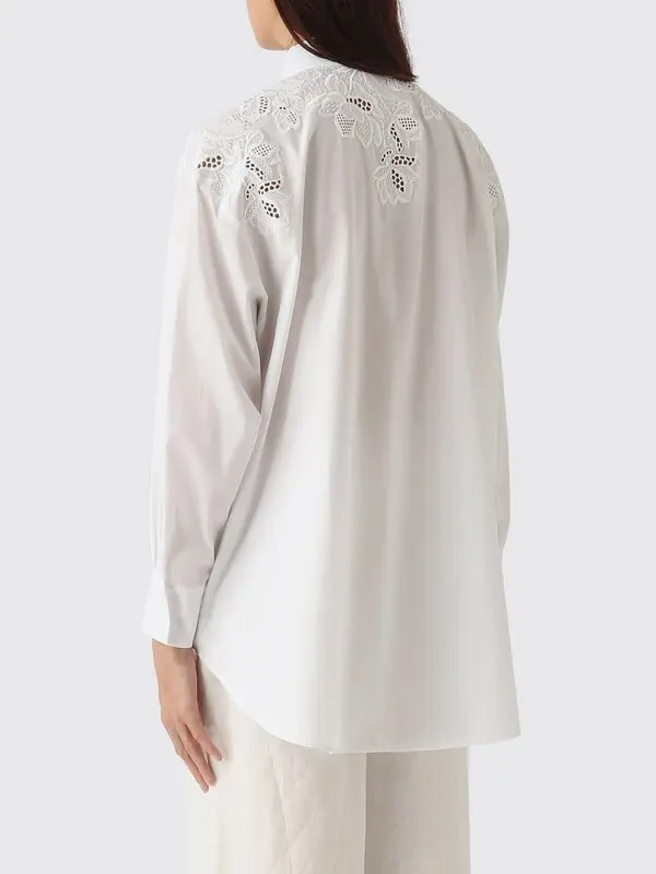 Ermanno Scervino Long-sleeved Cotton Shirt With Lace Inserts