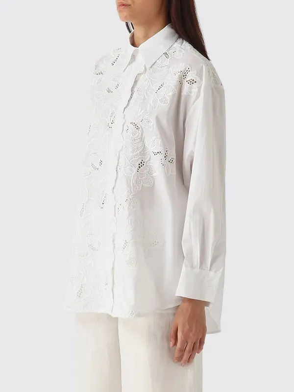 Ermanno Scervino Long-sleeved Cotton Shirt With Lace Inserts