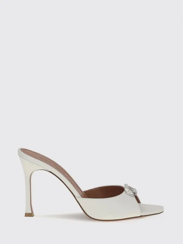 Amina Muaddi Camelia Jewel-embellished Leather Mule Sandals - White