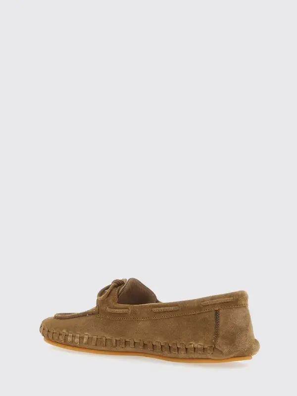 Le Monde Beryl Suede Driver Loafers With Woven Straps - Beige