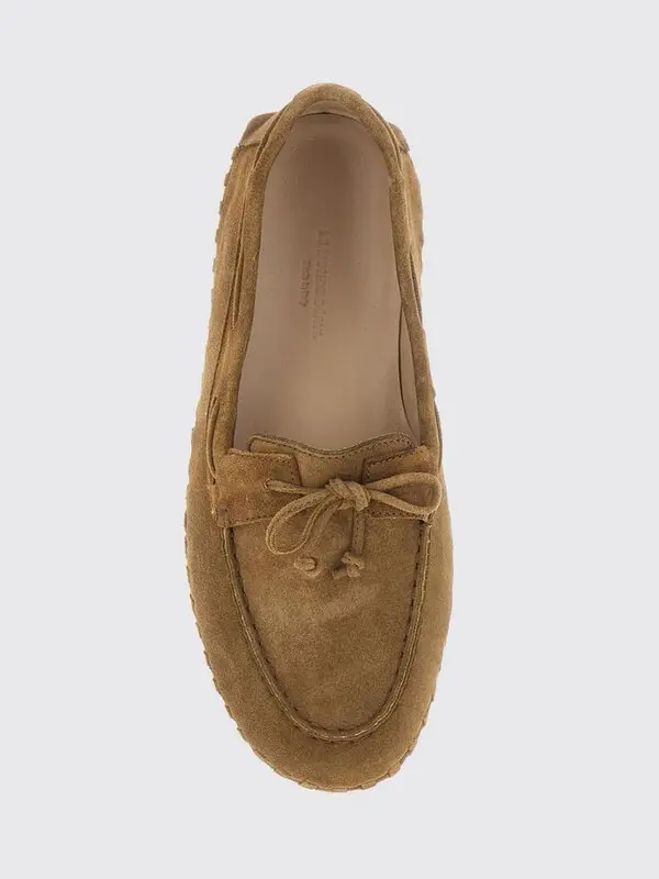Le Monde Beryl Suede Driver Loafers With Woven Straps - Beige
