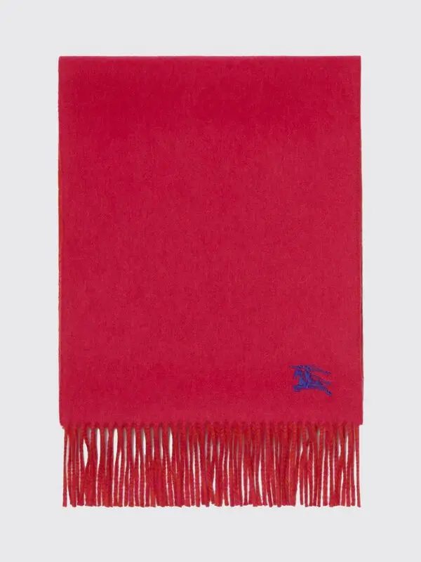 Burberry Reversible Scarf In 100% Cashmere With Embroide Ekd Logo - Red