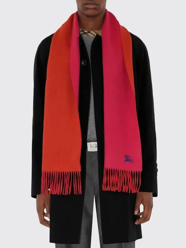 Burberry Reversible Scarf In 100% Cashmere With Embroide Ekd Logo