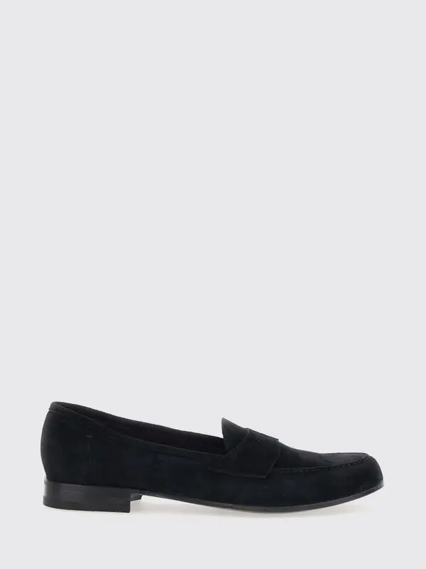 LIDFORT Suede Calfskin Loafers With Saddle Strap - Blue