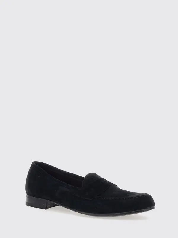 LIDFORT Suede Calfskin Loafers With Saddle Strap - Blue