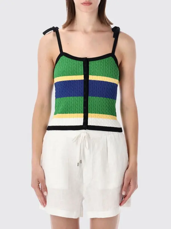 Polo Ralph Lauren Knit Top With Tie Detail - Black