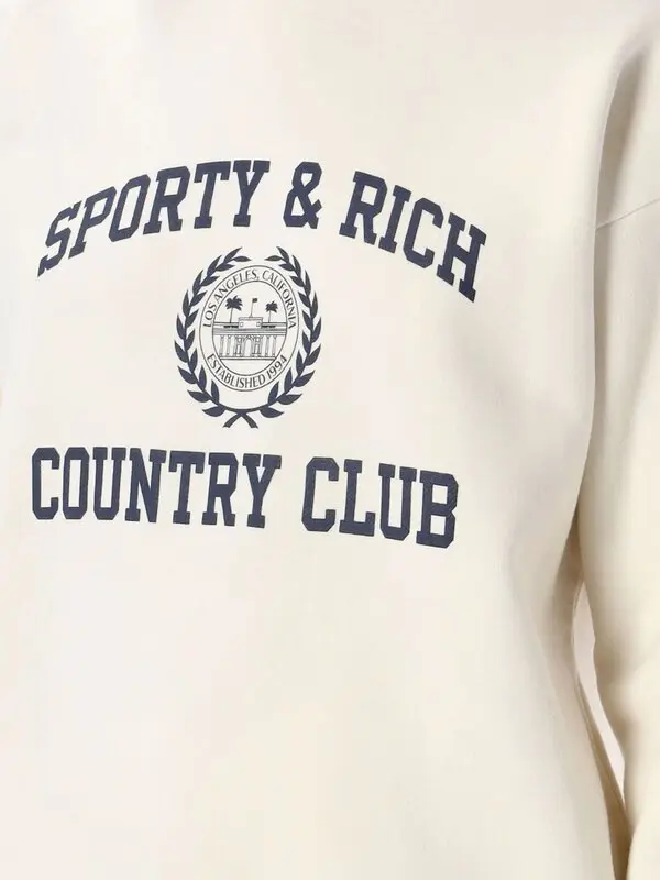 SPORTY & RICH Cotton Crewneck Sweatshirt With Contrast Logo