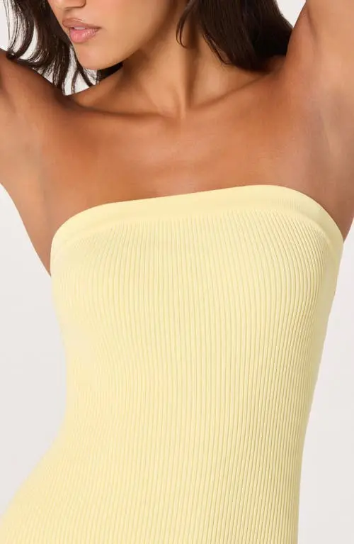 Astr The Label Selune Strapless Ribbed Top And Pleated Skirt Dress