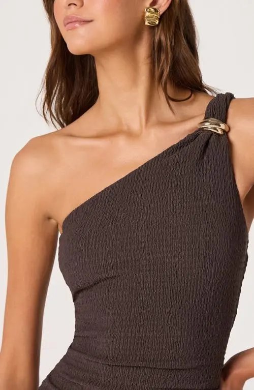 Astr The Label Candela One-shoulder Dress With Gilded Clasp
