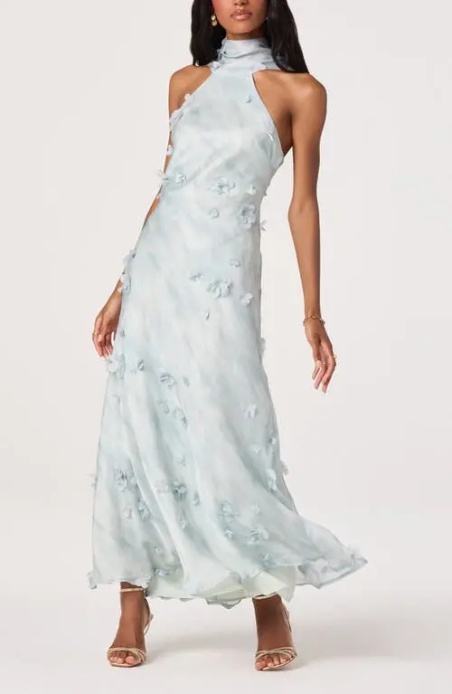 Astr The Label Floral Appliqué High Neck Slipdress