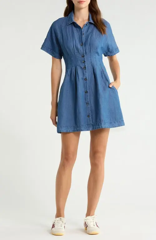 Marine Layer Arden Mini Shirtdress - Medium Wash