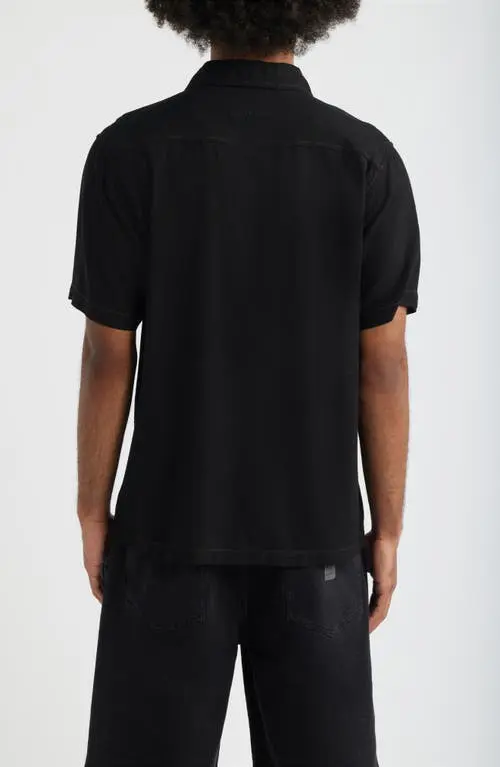 SANTO STUDIO Flower Gradient Short Sleeve Cotton Twill Button-up Shirt
