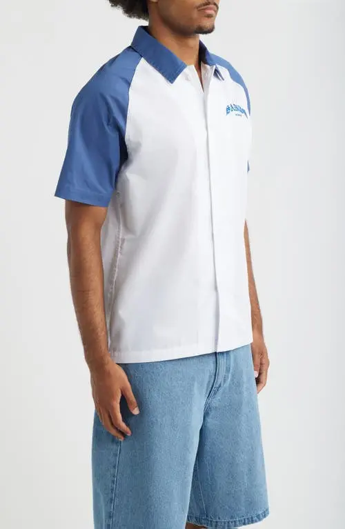 SANTO STUDIO 888 Raglan Short Sleeve Cotton Button-up Shirt