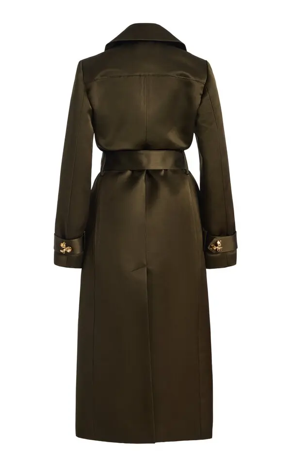 Oscar De La Renta Long-sleeve Silk-satin Gabardine Coat
