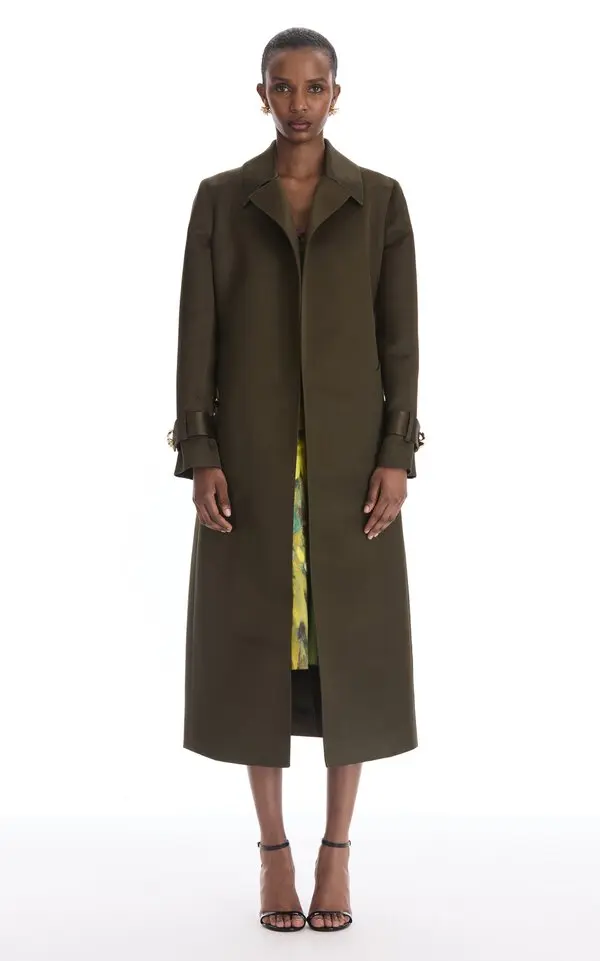 Oscar De La Renta Long-sleeve Silk-satin Gabardine Coat