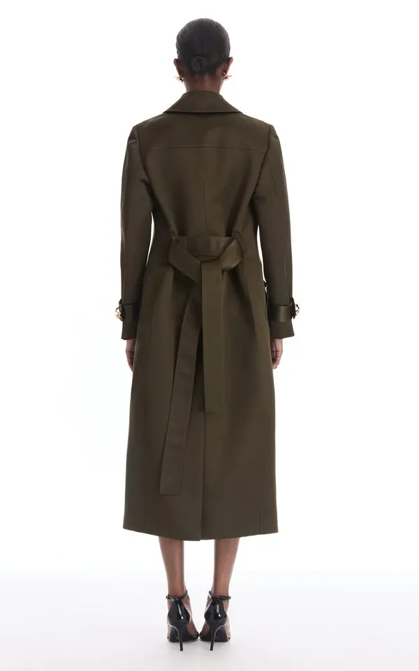 Oscar De La Renta Long-sleeve Silk-satin Gabardine Coat
