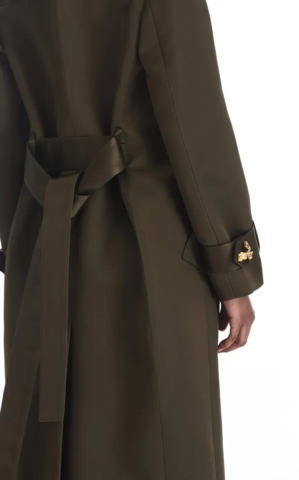 Oscar De La Renta Long-sleeve Silk-satin Gabardine Coat