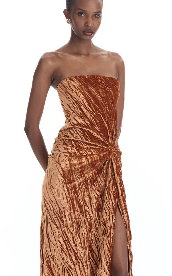 Oscar De La Renta Strapless Velvet Gown