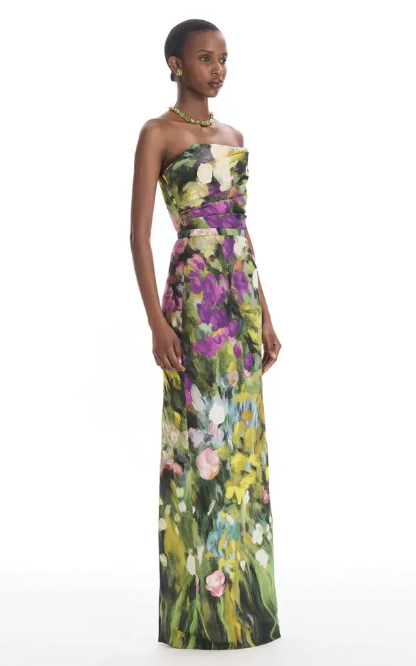 Oscar De La Renta Abstract Garden Faille Gown