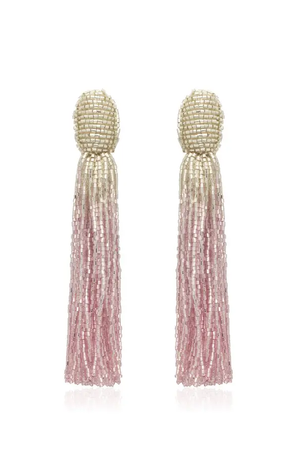 Oscar De La Renta Ombre Beaded Tassel Earrings - Multi