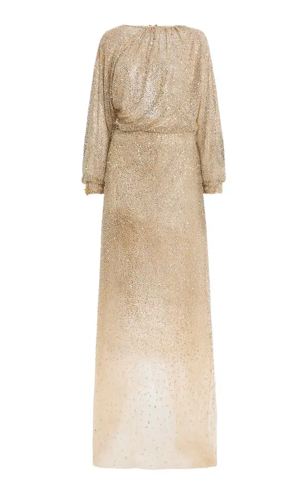 Oscar De La Renta Crystal-embroidered Caftan - Gold