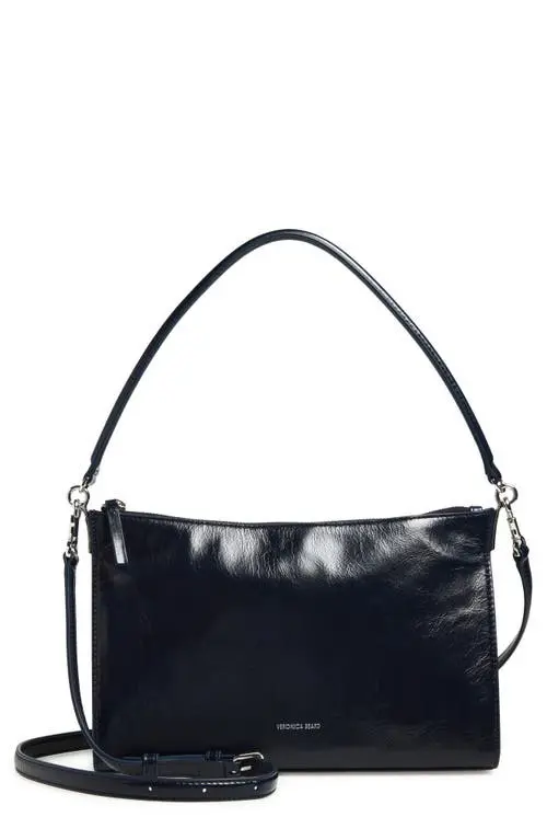 Veronica Beard Small Crinkled Leather Shoulder Bag - Navy