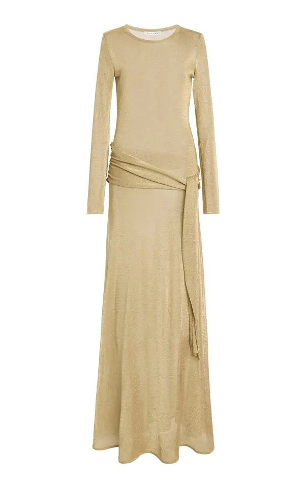 Oscar De La Renta Metallic Knit Gown - Gold