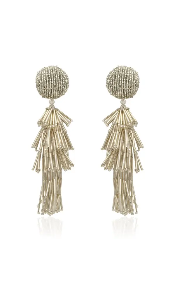 Oscar De La Renta Fringe Tassel Earrings - Silver