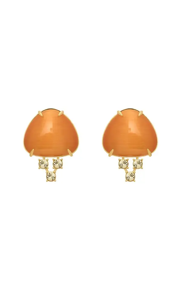 Oscar De La Renta Crystal Stud Earrings - Orange