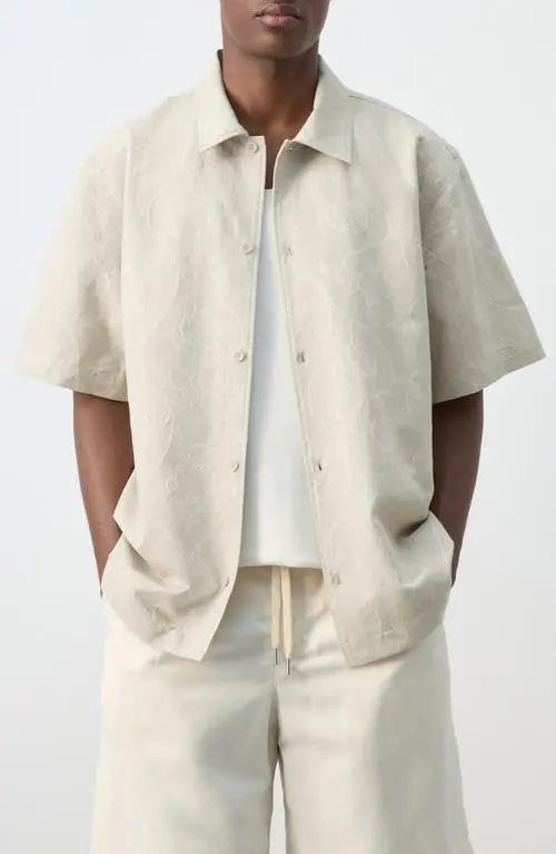 Mango Embroidered Short Sleeve Button-up Shirt