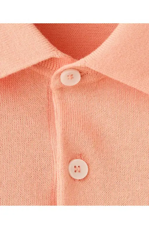 Mango Long Sleeve Cotton Polo - Peach